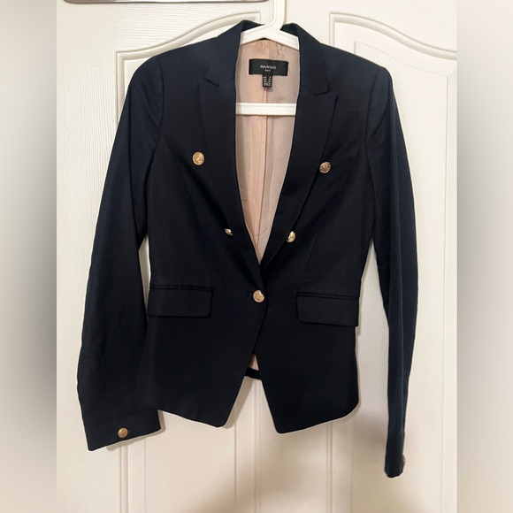 Mango | Jackets & Coats | Mango Navy And Gold Blazer With Tailored Fit ...